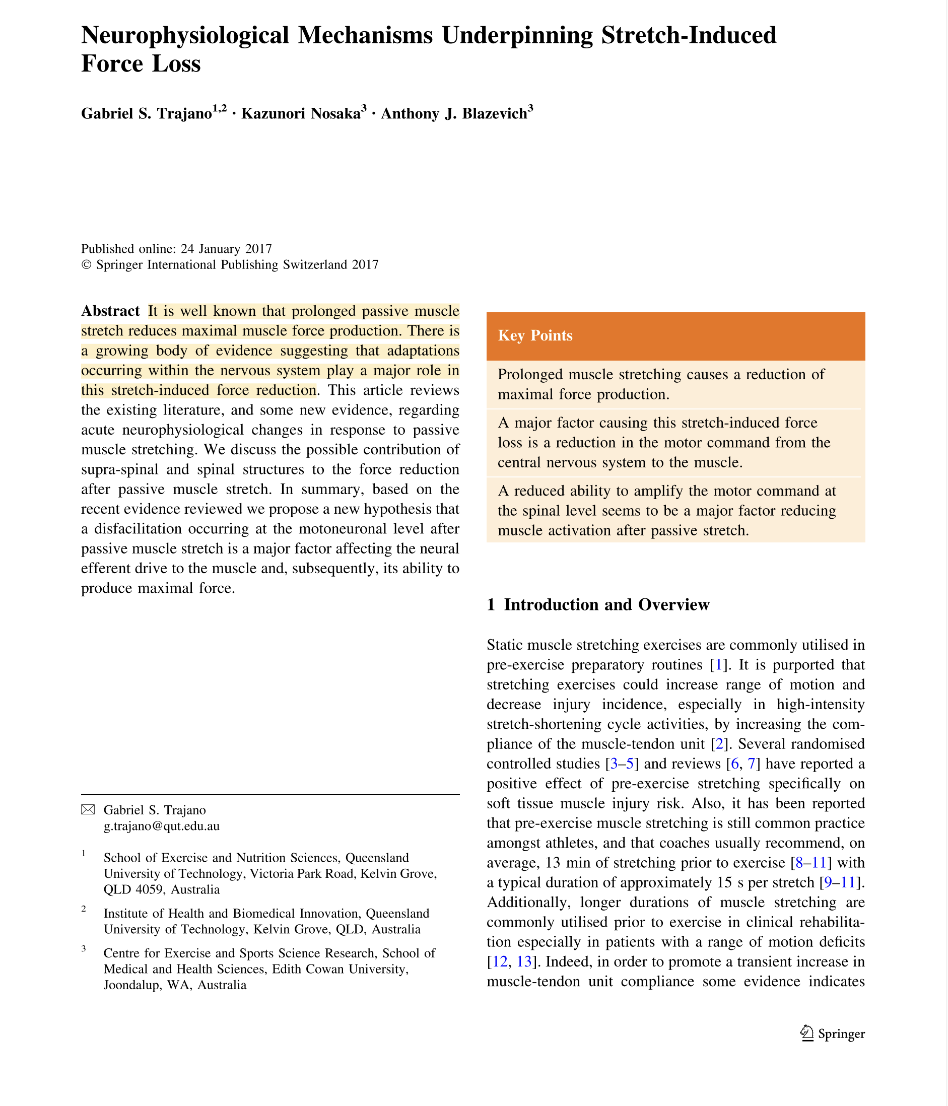 Stretch Induced Force Loss – Functional Patterns